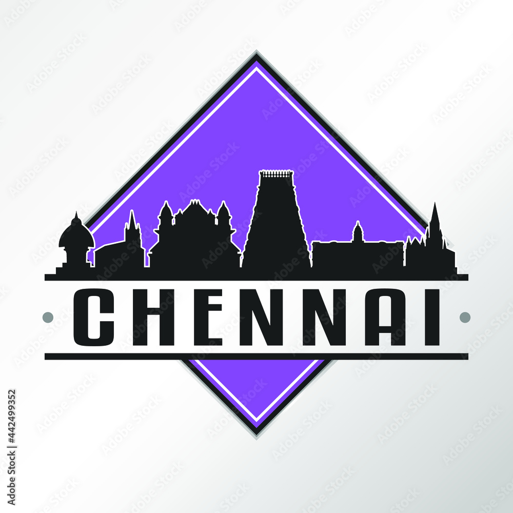 Chennai, Tamil Nadu, India Skyline Logo. Adventure Landscape Design ...