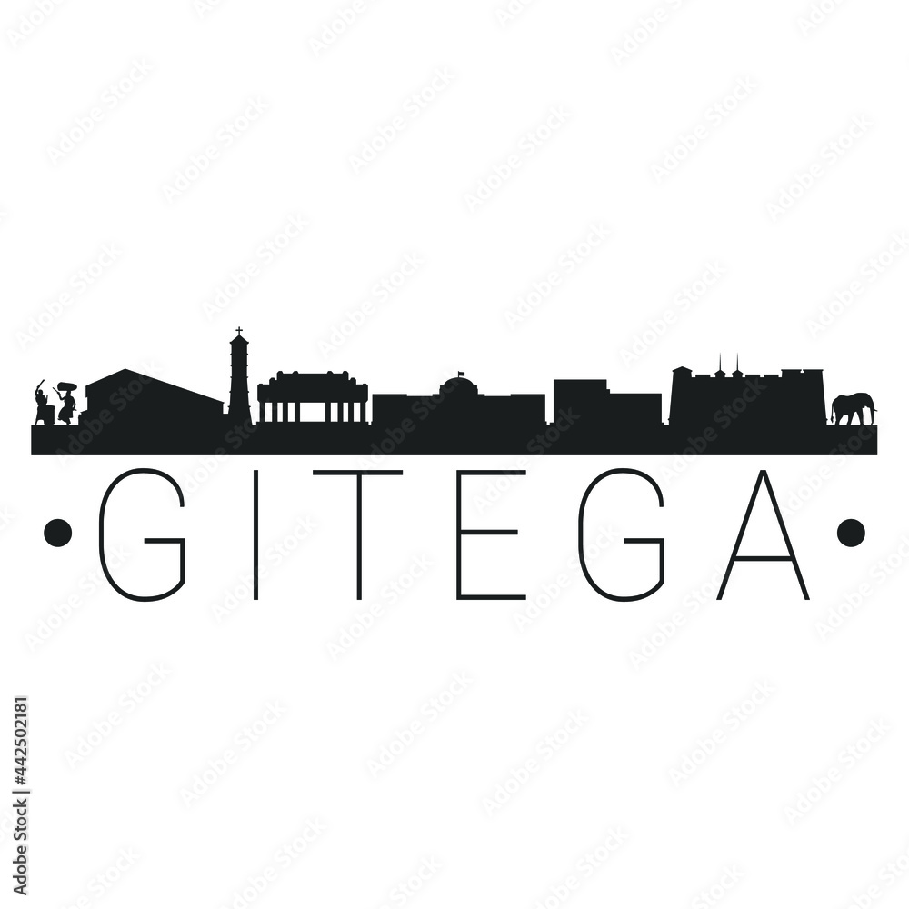 Gitega, Burundi City Skyline. Silhouette Illustration Clip Art. Travel ...