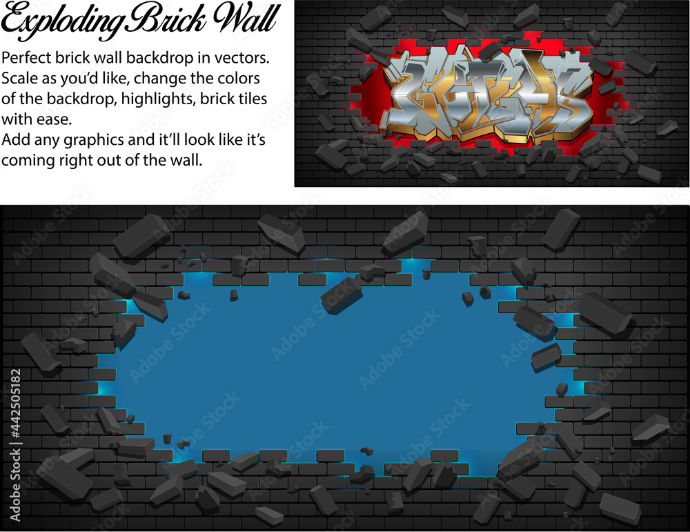 Exploding Brick Wall Perfect brick wall backdrop in vectors. Scale as ...