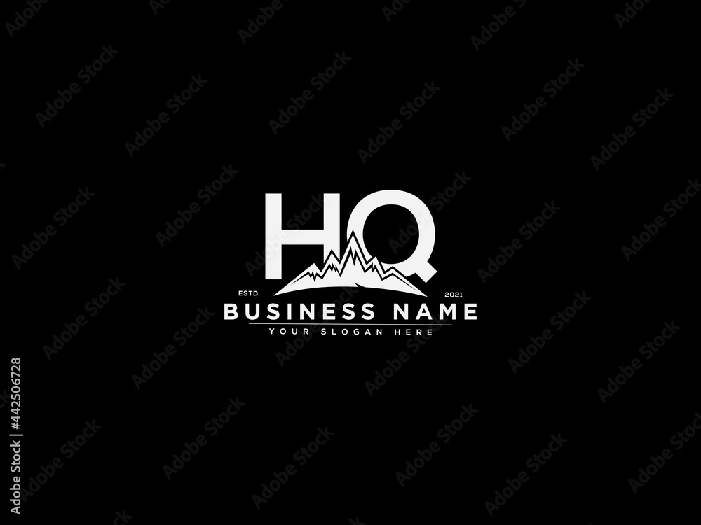 Letter HQ Logo, mountain hq logo icon vector for river forest hill ...