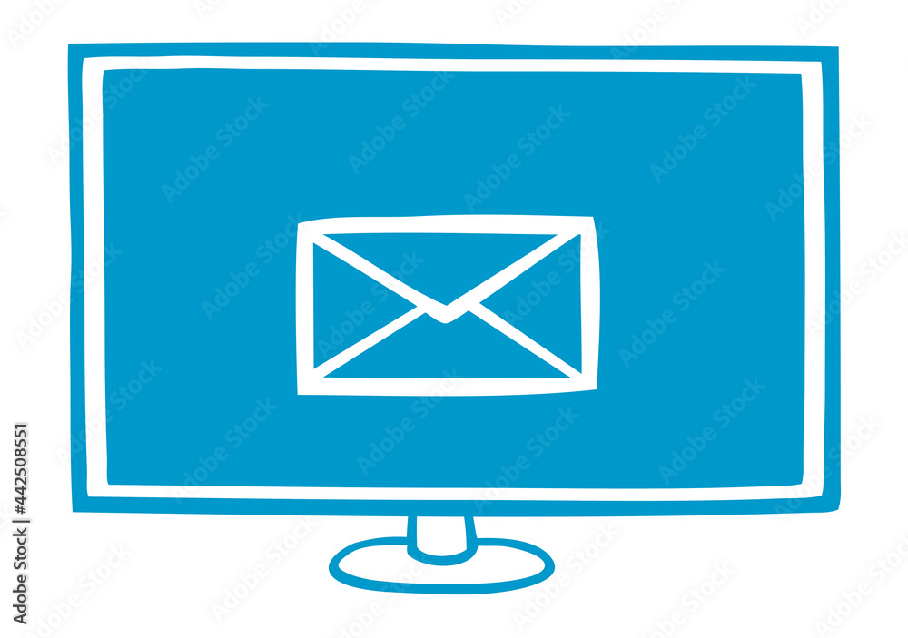 Icon von Computer Monitor mit Email Benachrichtigung Stock Illustration ...