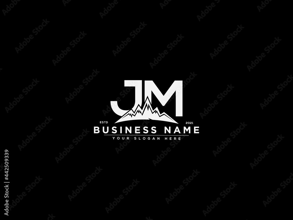 Letter JM Logo, mountain jm logo icon vector for river forest hill ...