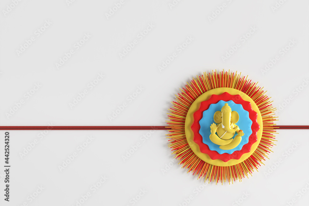 3D Render Happy Raksha Bandhan celebration. Beautiful traditional rakhi ...