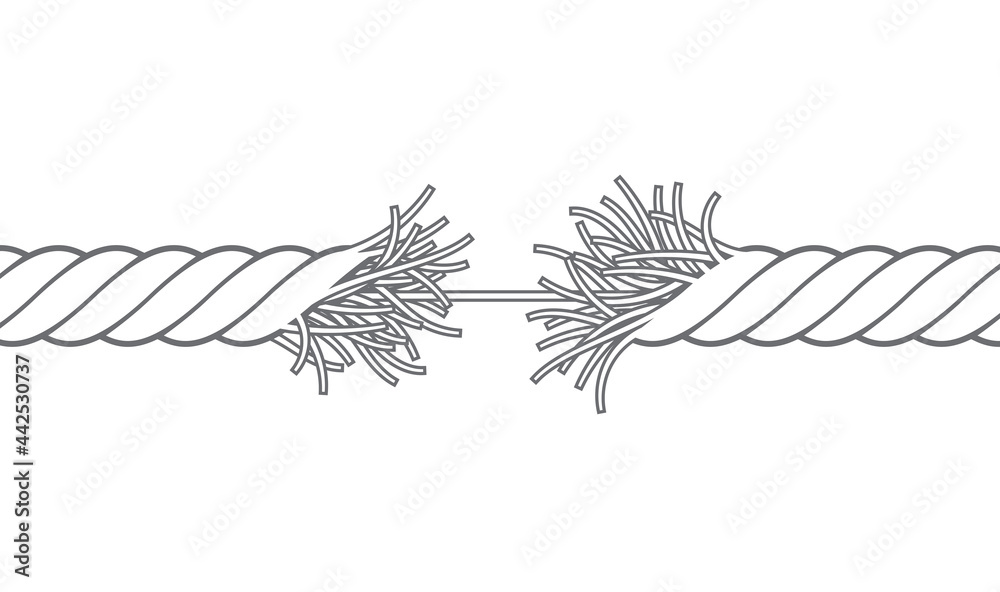 Vector black broken rope. Torn rope. Isolated on white background Stock ...