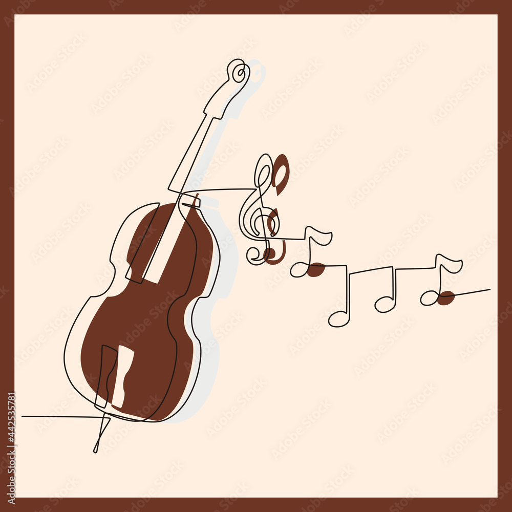 One continuous line drawing of a violin musical instrument line art ...