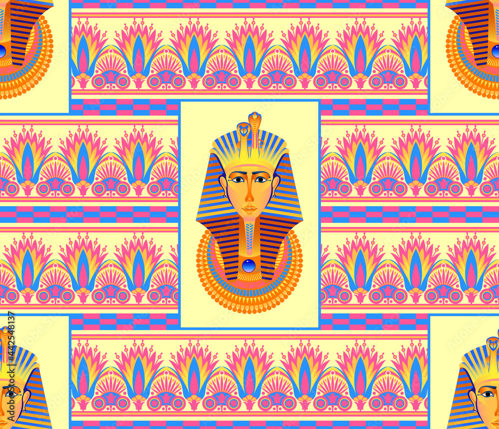 Pharaoh's image. Stylization for the culture of ancient egypt. Seamless ...