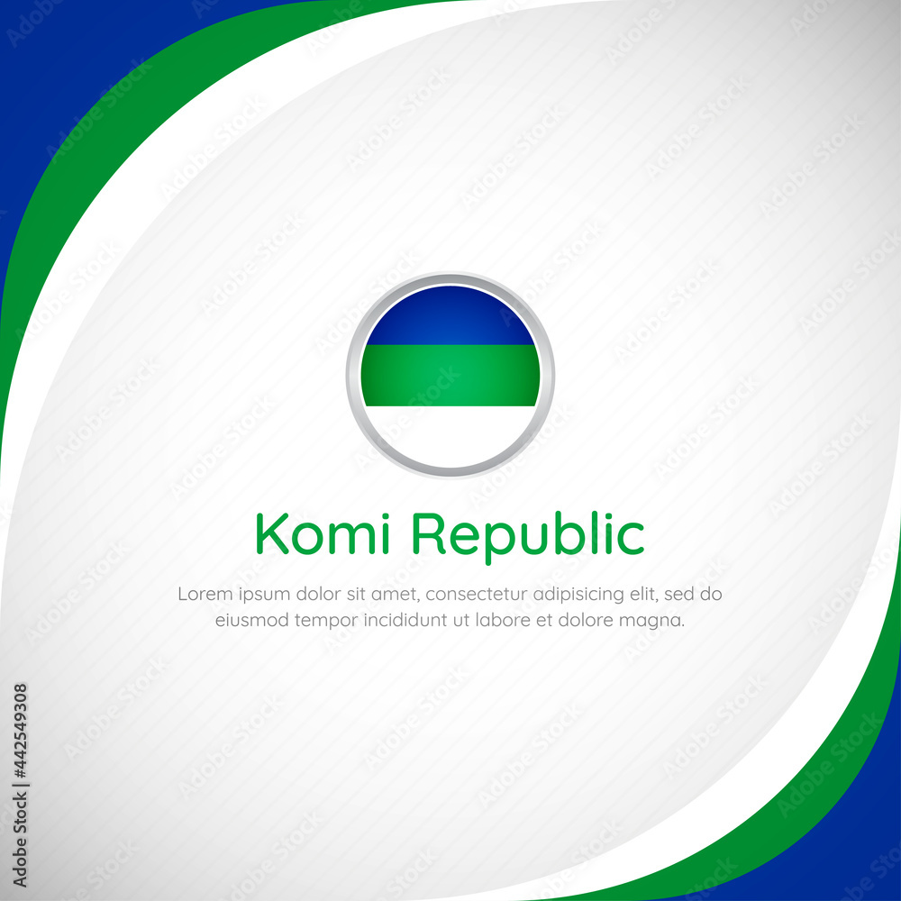 Abstract Komi Republic country flag background with creative happy ...