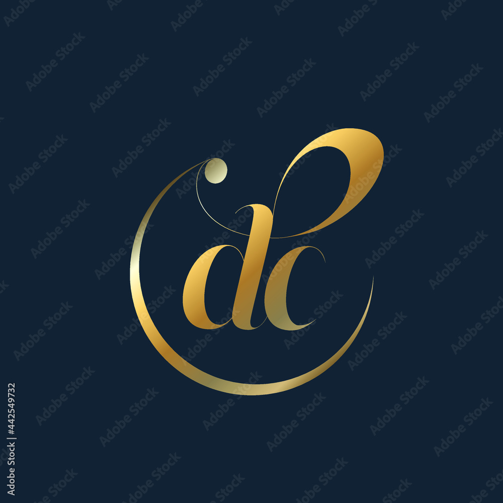 DC monogram logo.Typographic signature icon.Lowercase letter d and ...