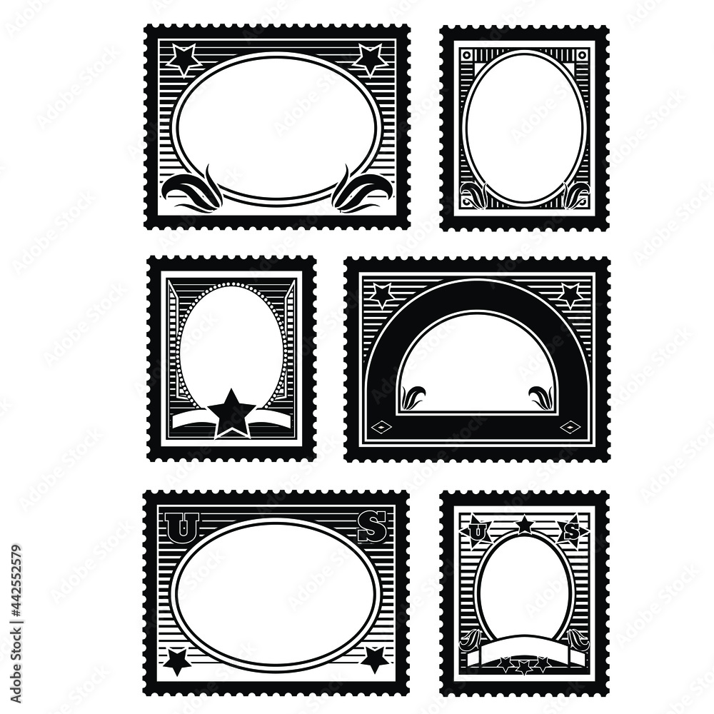 Vintage postage stamp frames vector collection Blank different size for ...