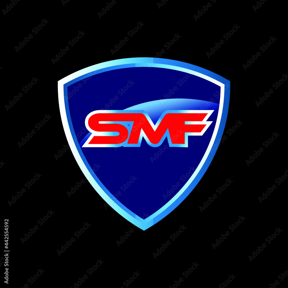 SMF letter logo design with black background in illustrator, vector logo modern alphabet font ...