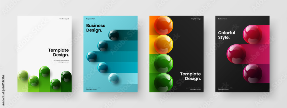 Colorful 3D spheres leaflet concept composition. Premium poster design ...