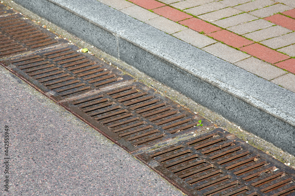 rectangular hatches of the lattice of the drainage system for drainage ...