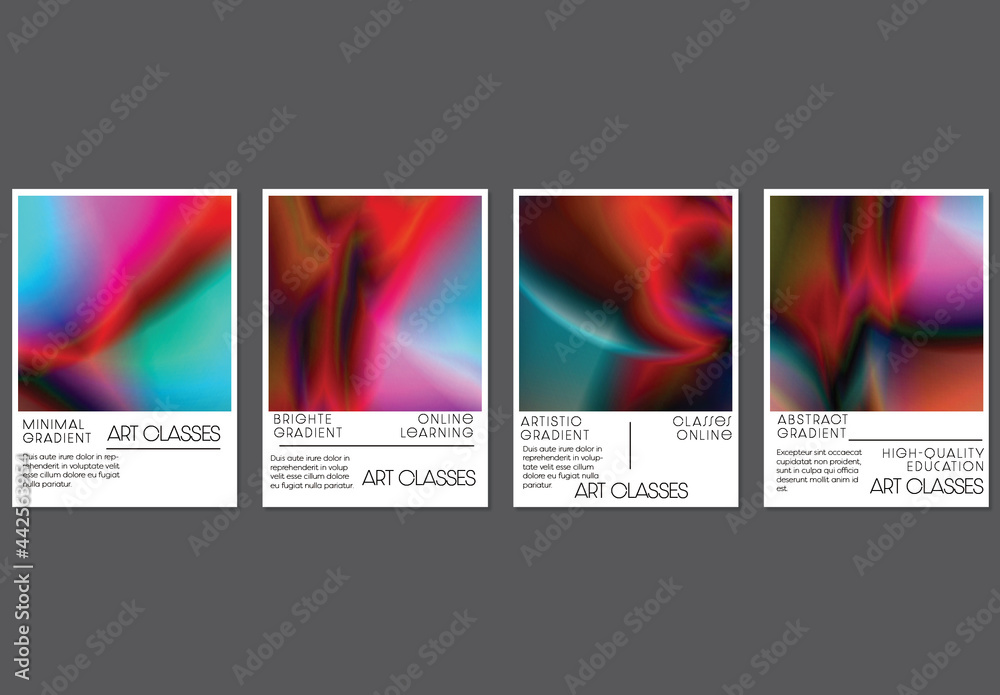 Flyer Layouts with Bright Holographic Gradient Picture Stock Template ...