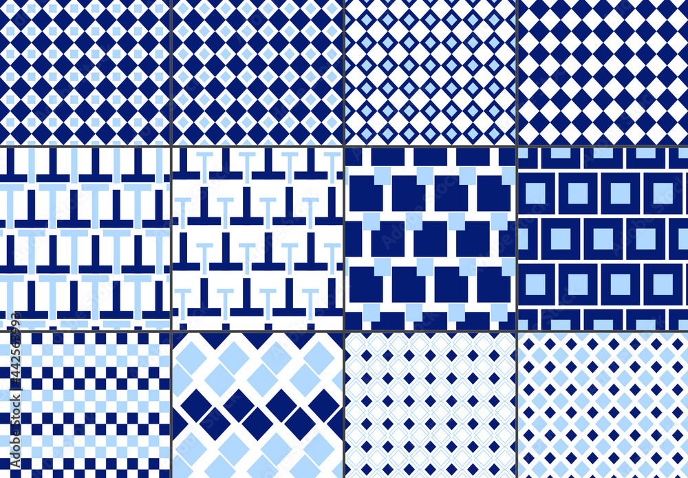 Seamless Bright Geometric Overlay Pattern Set Stock Template | Adobe Stock