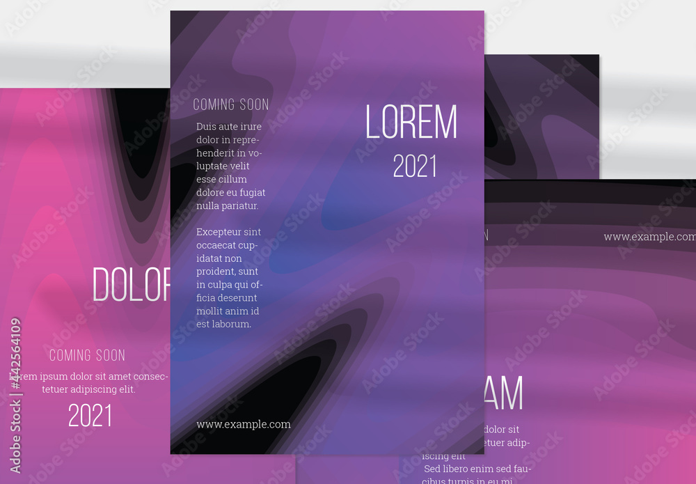 Flyer Layout with Gradient Blend Wavy Shapes on Black Stock Template ...