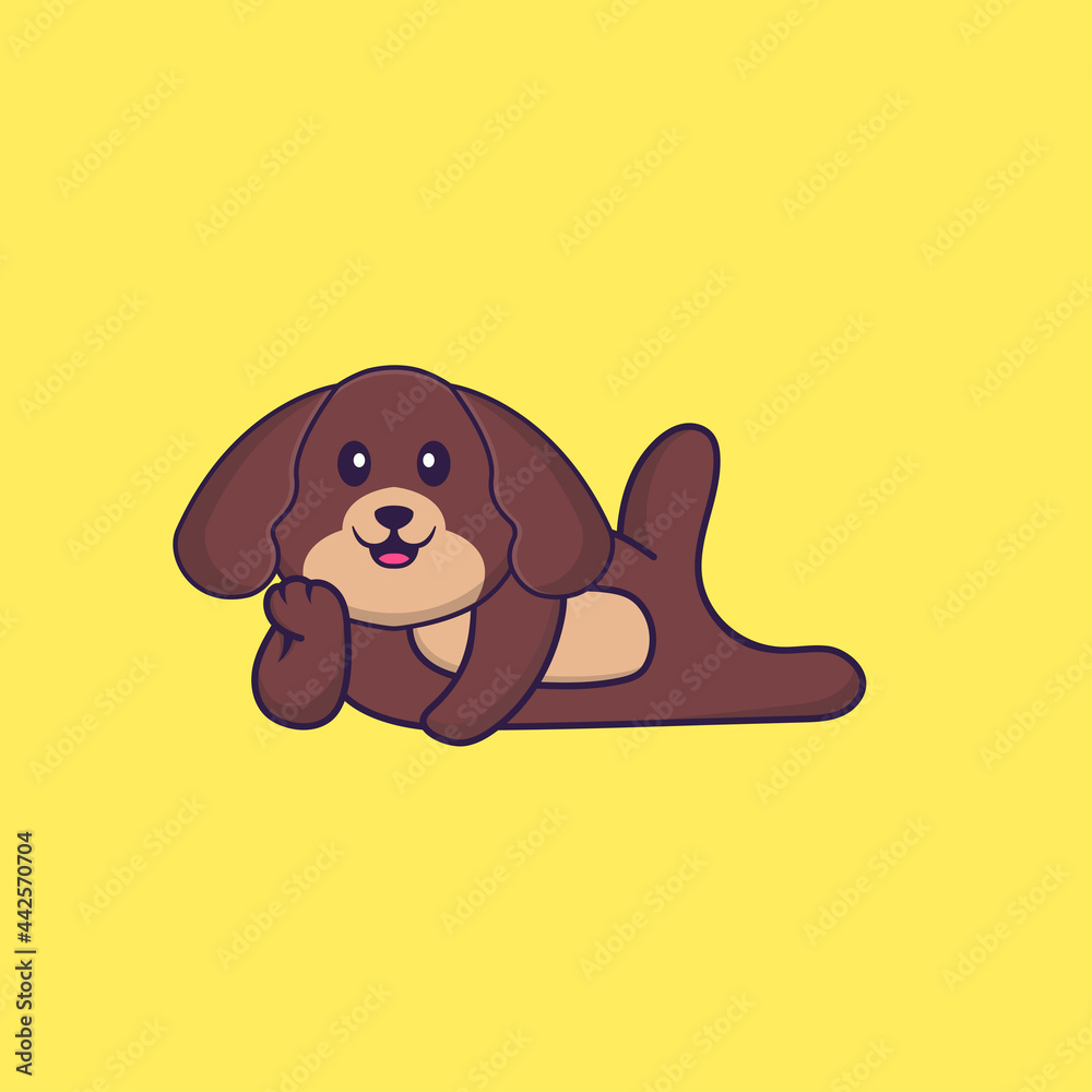 Cute dog lying down. Animal cartoon concept isolated. Can used for t ...
