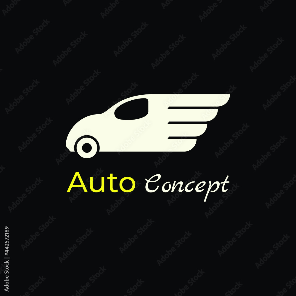 Auto Company Logo Design on black background.Auto Concept Logo Design ...