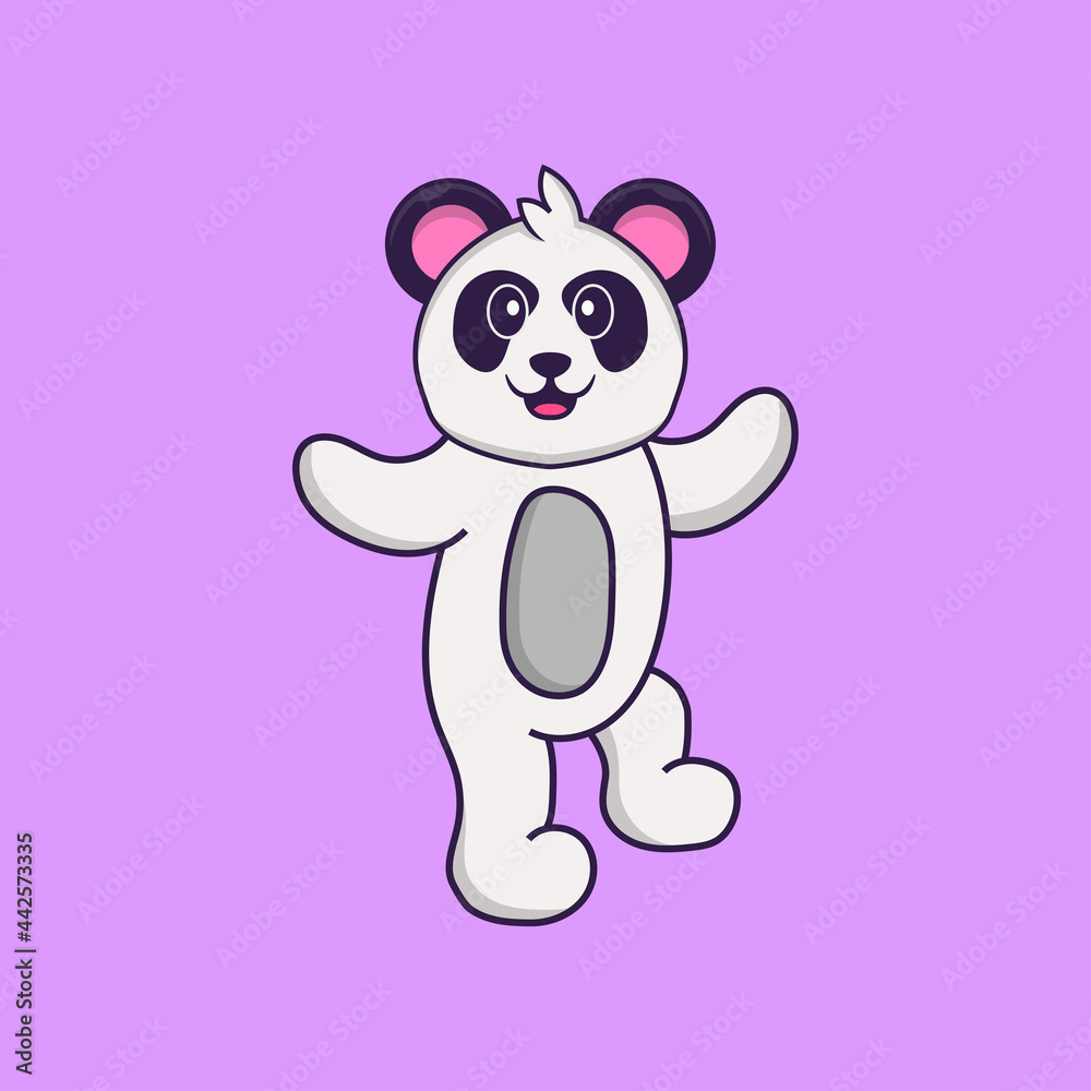 Cute Panda is dancing. Animal cartoon concept isolated. Can used for t ...