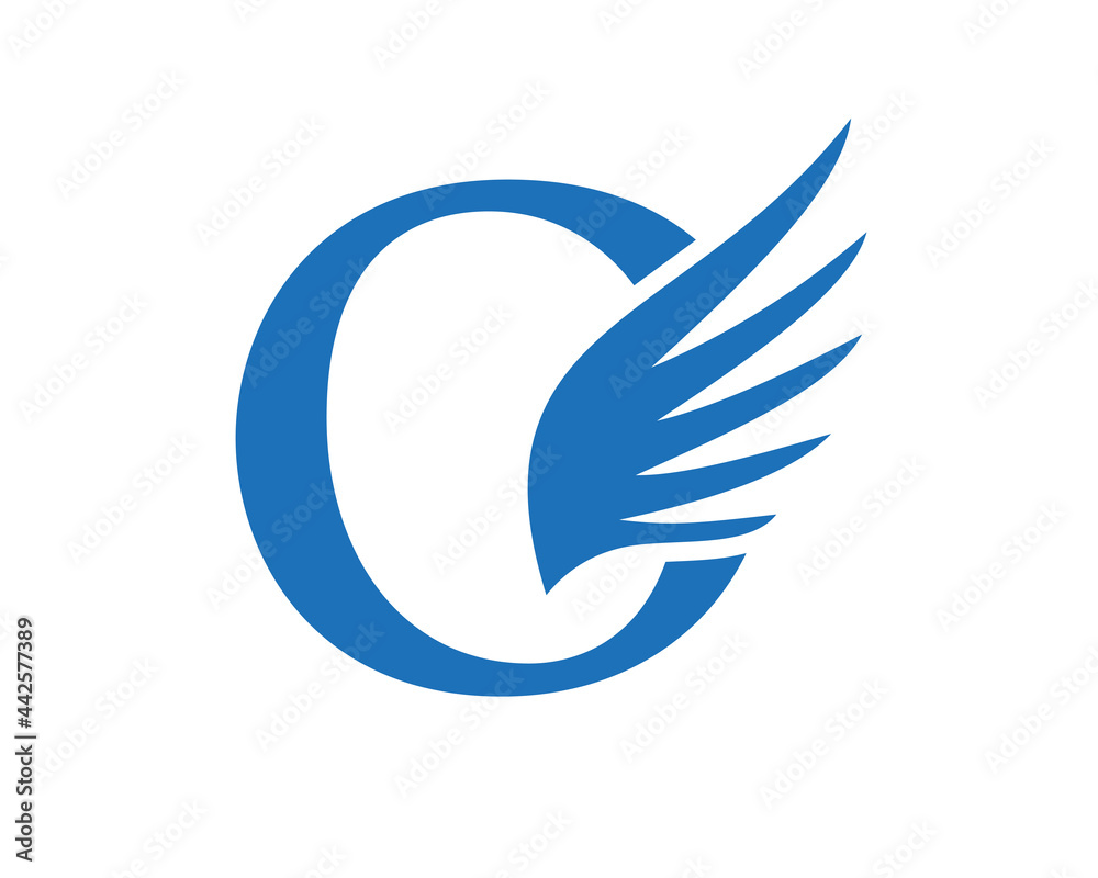 Wing logo with O letter concept. O letter logo with wing Stock Vector ...