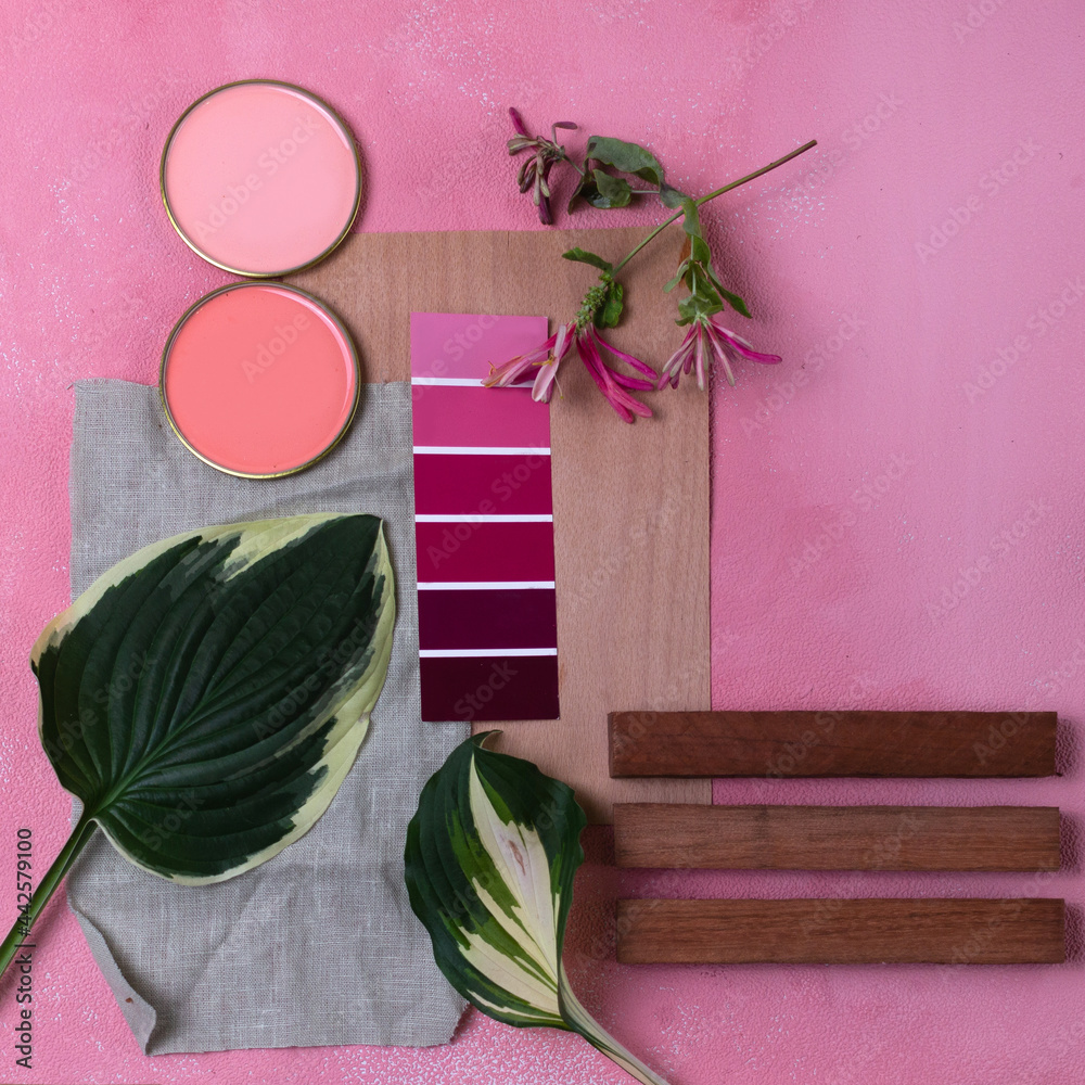 color palette mood board for interior design and decor Stock Photo ...