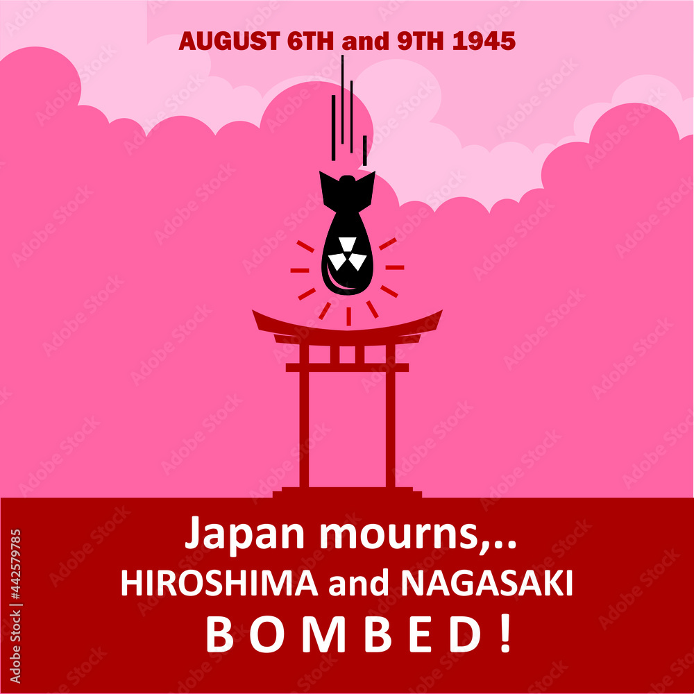 japan mourns,..hiroshima and nagasaki bombed logo, a nuclear bomb ...