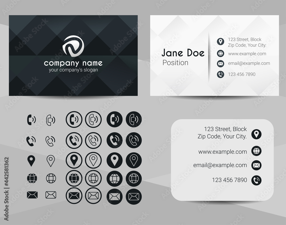 Business Card. set of icons to customize card layout. Vector ...