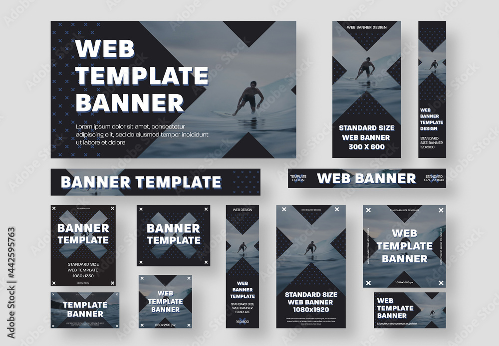 Set of Web Banners with Cross Shape Stock Template | Adobe Stock