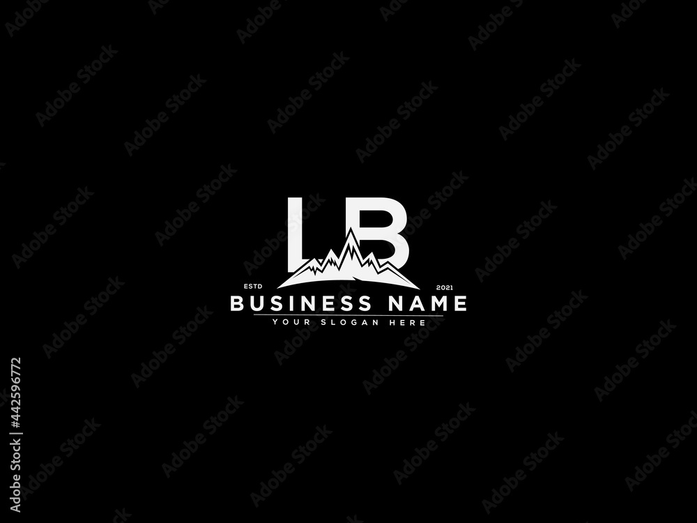 Letter LB Logo, mountain lb logo icon vector for river forest hill ...