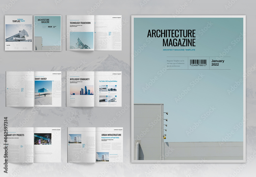 Architecture Magazine Layout Stock Template | Adobe Stock