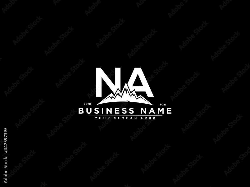 Letter NA Logo, mountain na logo icon vector for river forest hill ...