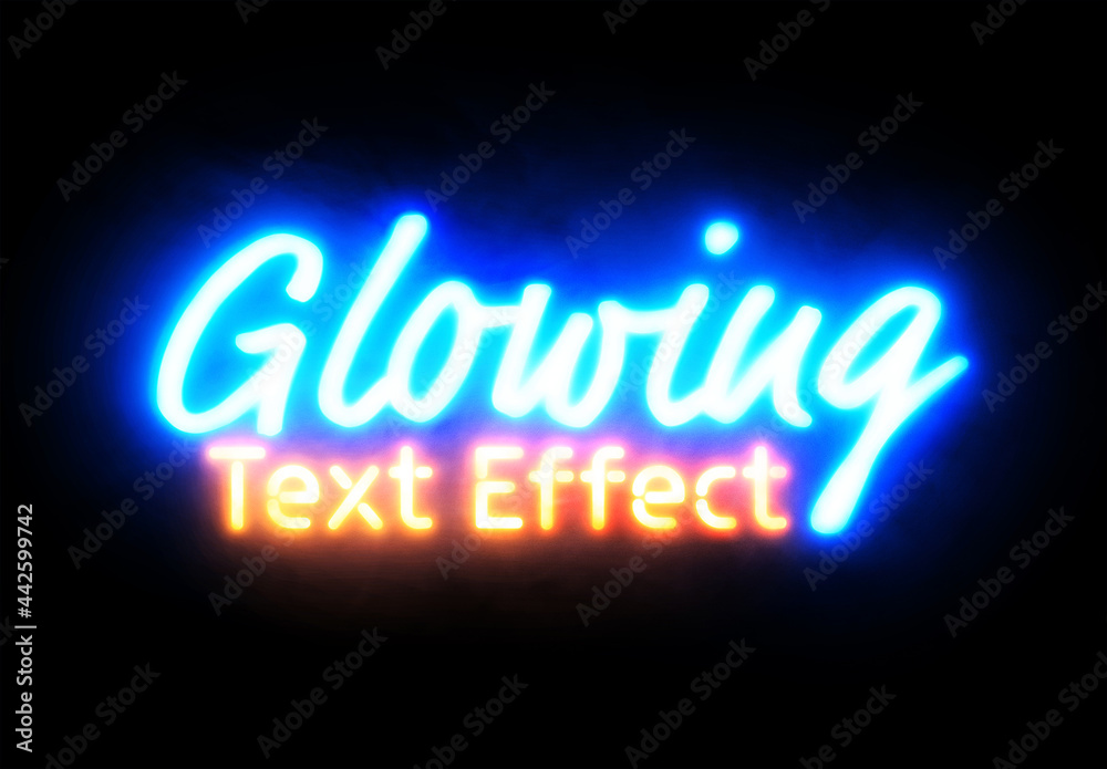 Neon Sign Text with Glowing Foggy Effect Mockup Stock Template | Adobe ...