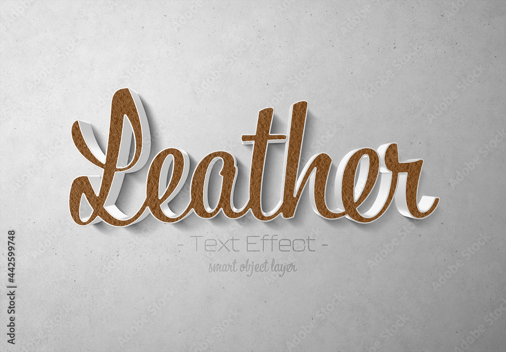 Leather Text Effect with 3D White Style Mockup Stock Template | Adobe Stock