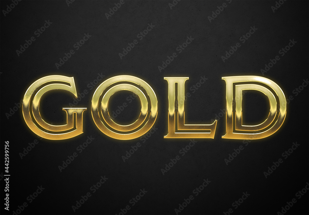 Old Gold Text Style with Ingot Glossy Effect Mockup Stock Template ...