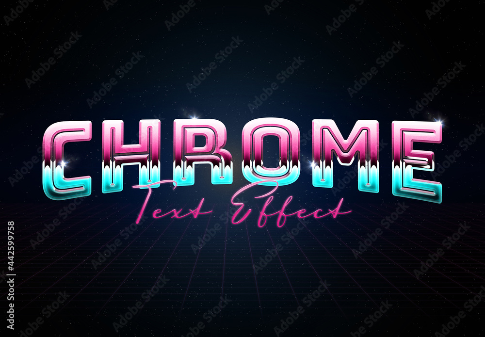 Chrome Metal Text Effect Mockup with Glossy Reflection Stock Template ...