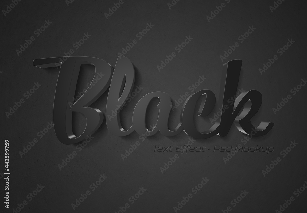 Black 3D Text Effect Mockup with Shadow Stock Template | Adobe Stock