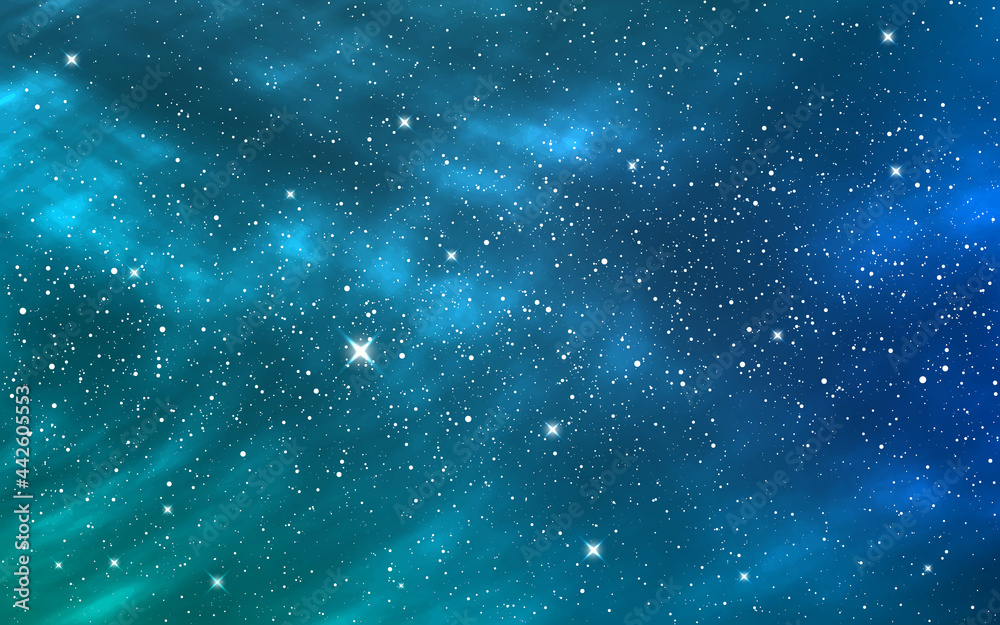 Space background. Blue starry sky. Deep cosmos with shining stars ...