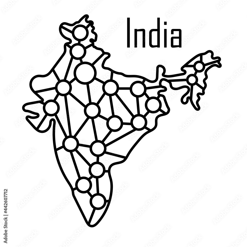 India map icon, vector illustration in black isolated on white ...