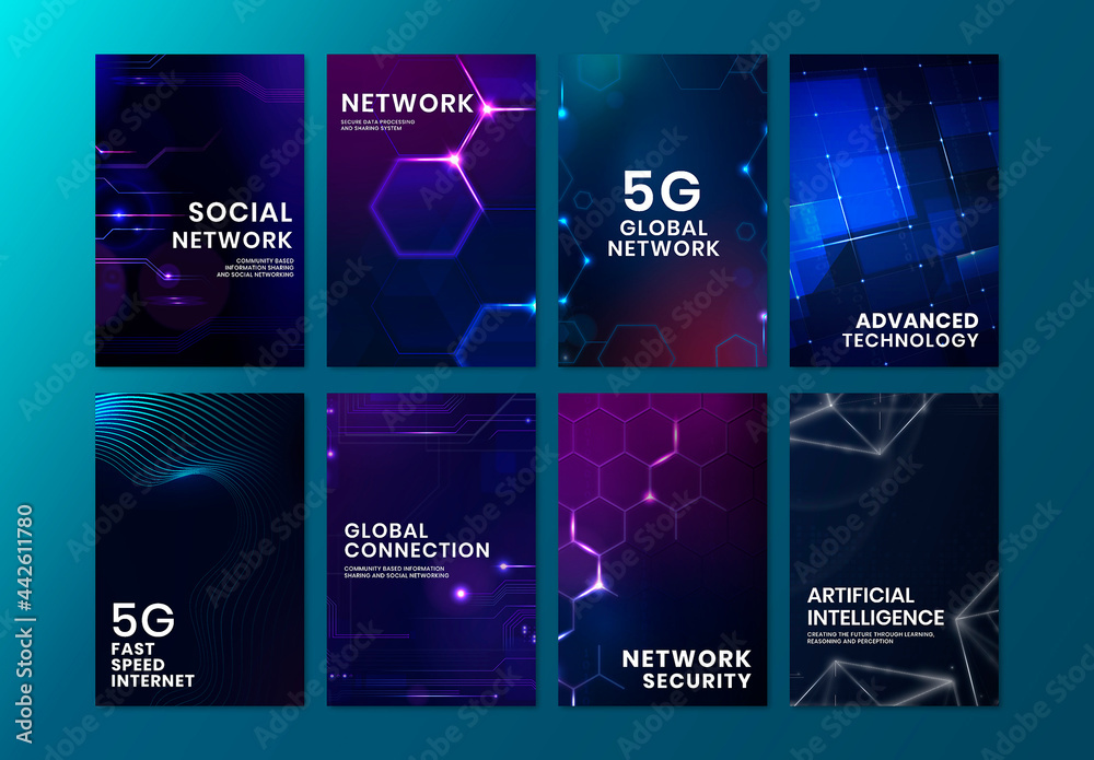 Digital Technology Banner Layout Set Stock Template | Adobe Stock
