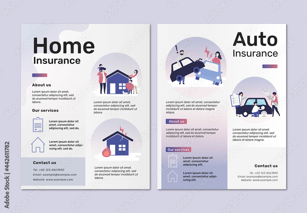 Flyer Layouts for Home and Auto Insurance Stock Template | Adobe Stock