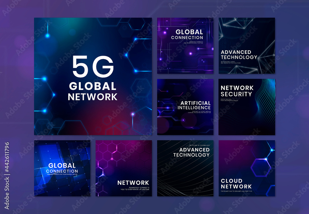 Digital Technology Social Media Post Layout Stock Template | Adobe Stock