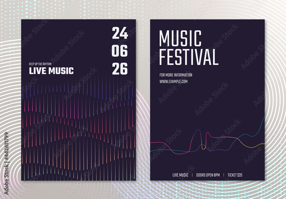 Concert Poster Layout with Sound Wave Graphic Stock Template | Adobe Stock