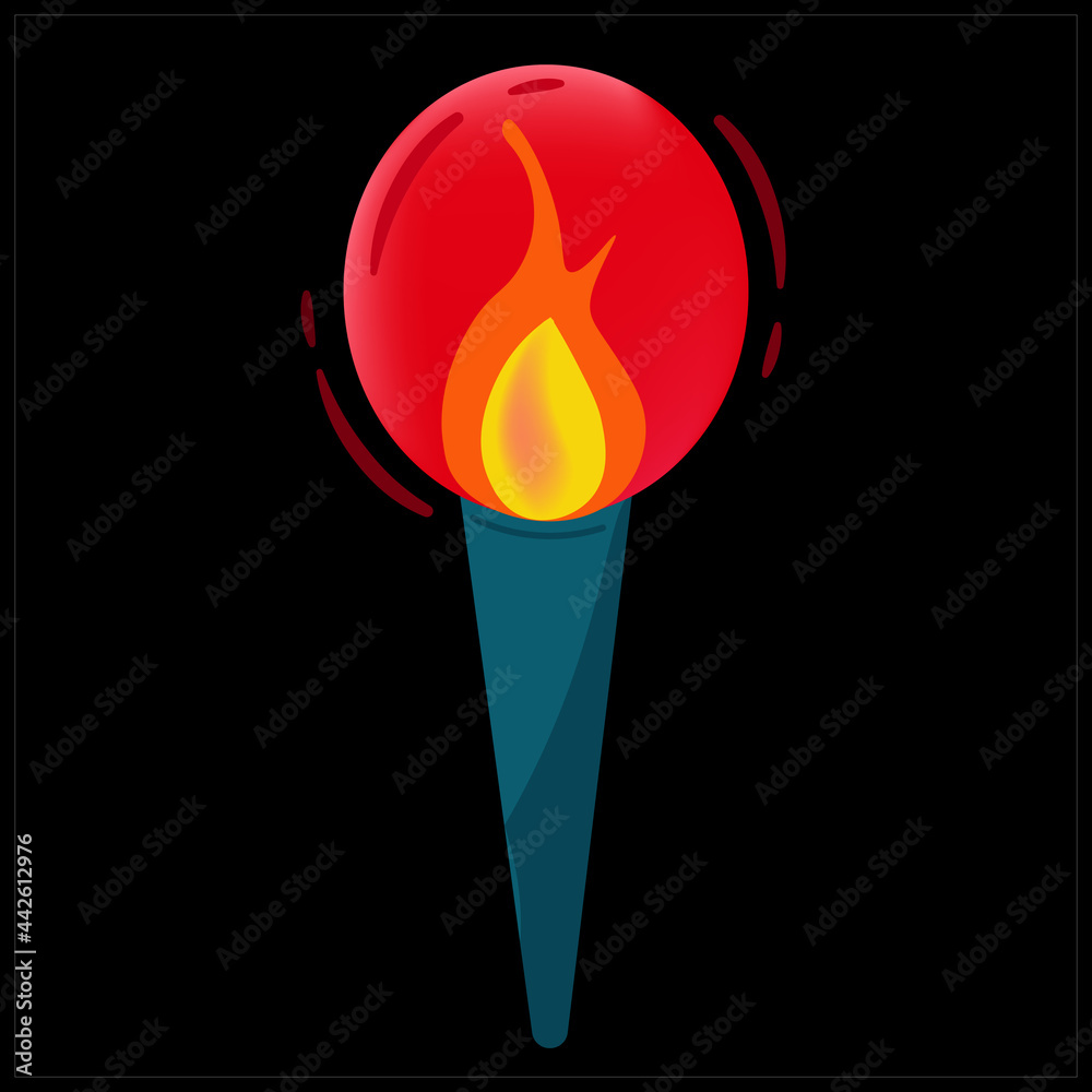 Olympic flame in flat style Torch icon isolated on a black background ...