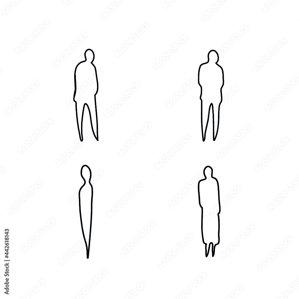 Vector illustration, Outline silhouettes of people, Contour drawing ...