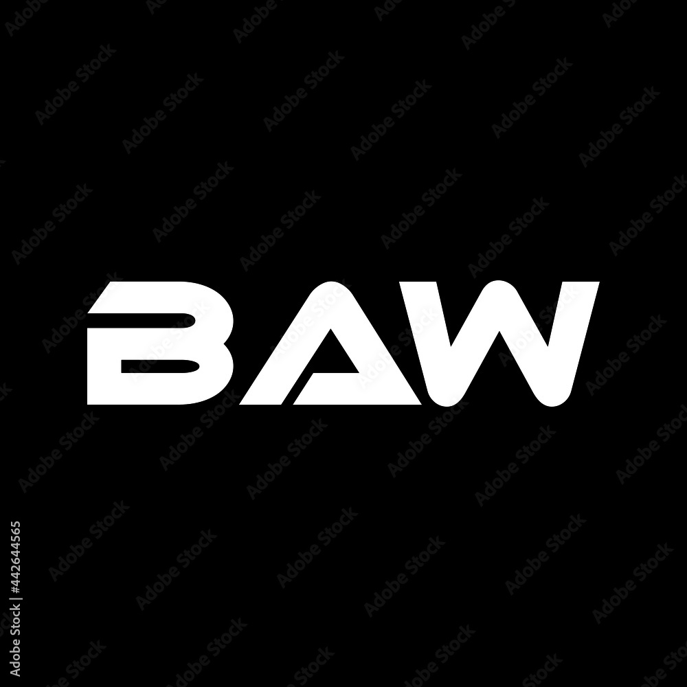BAW letter logo design with black background in illustrator, vector ...