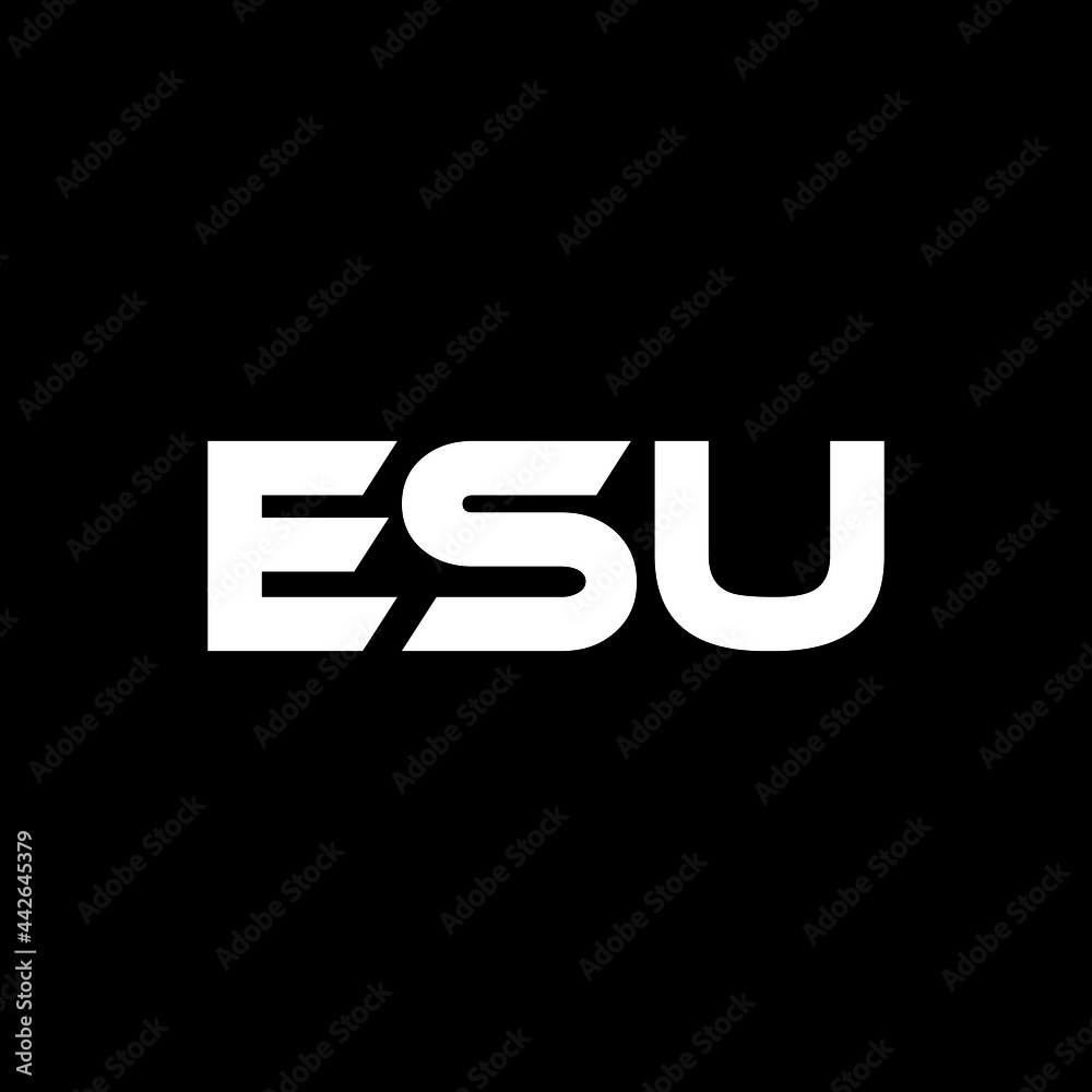 Vecteur Stock ESU letter logo design with black background in ...