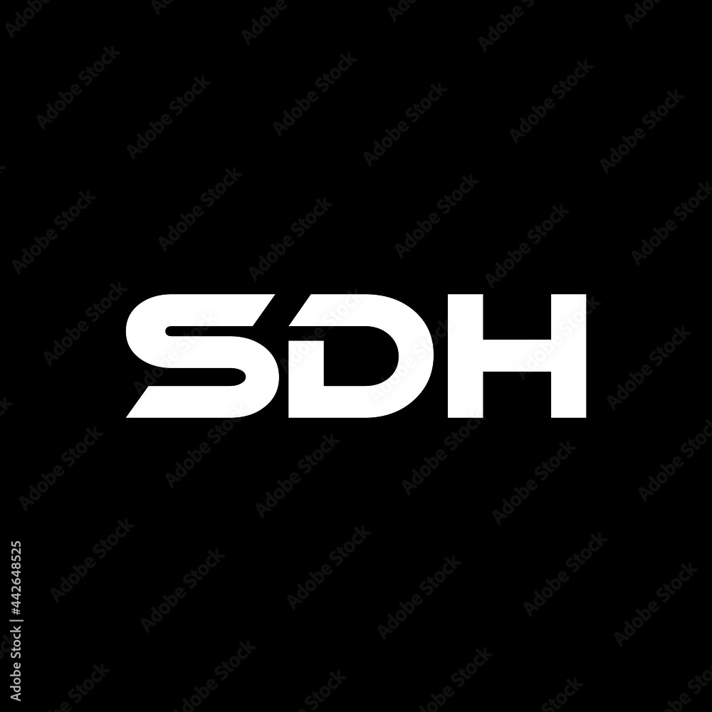 SDH letter logo design with black background in illustrator, vector logo modern alphabet font ...