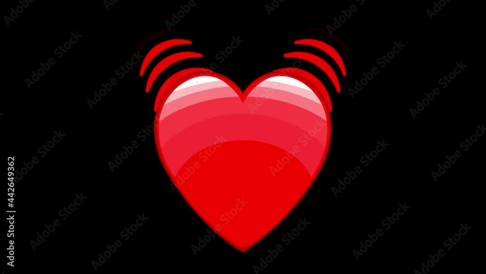 Animated Beating Heart icon elements effect. Emoticon sign, emoji button on black background ...