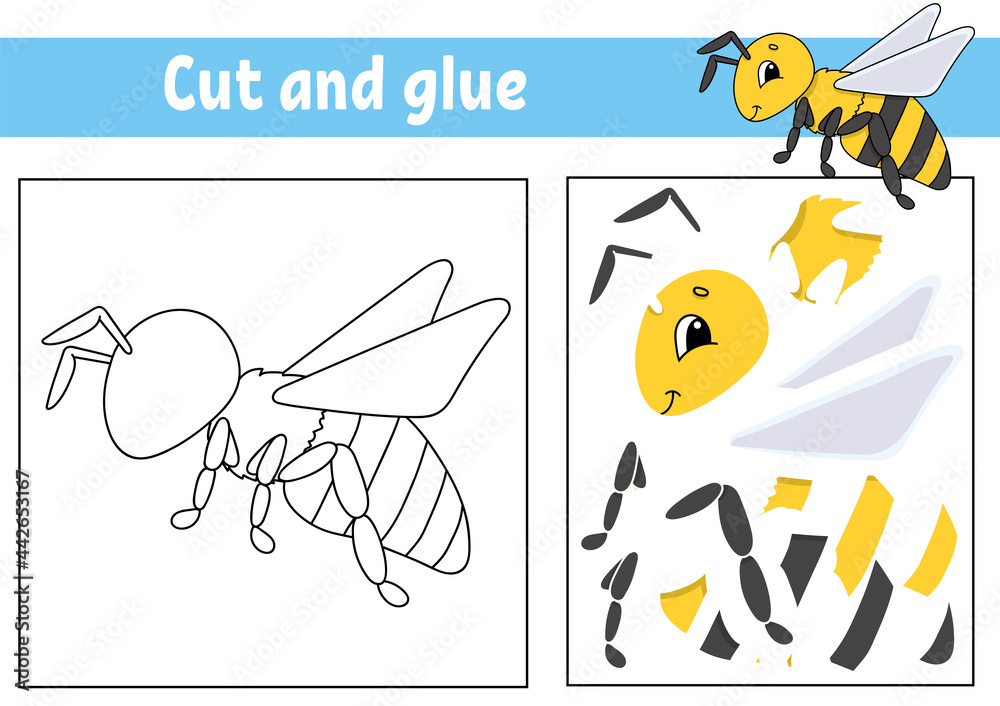 Cut and glue. Puzzle game for kids. Jigsaw pieces. Color worksheet ...
