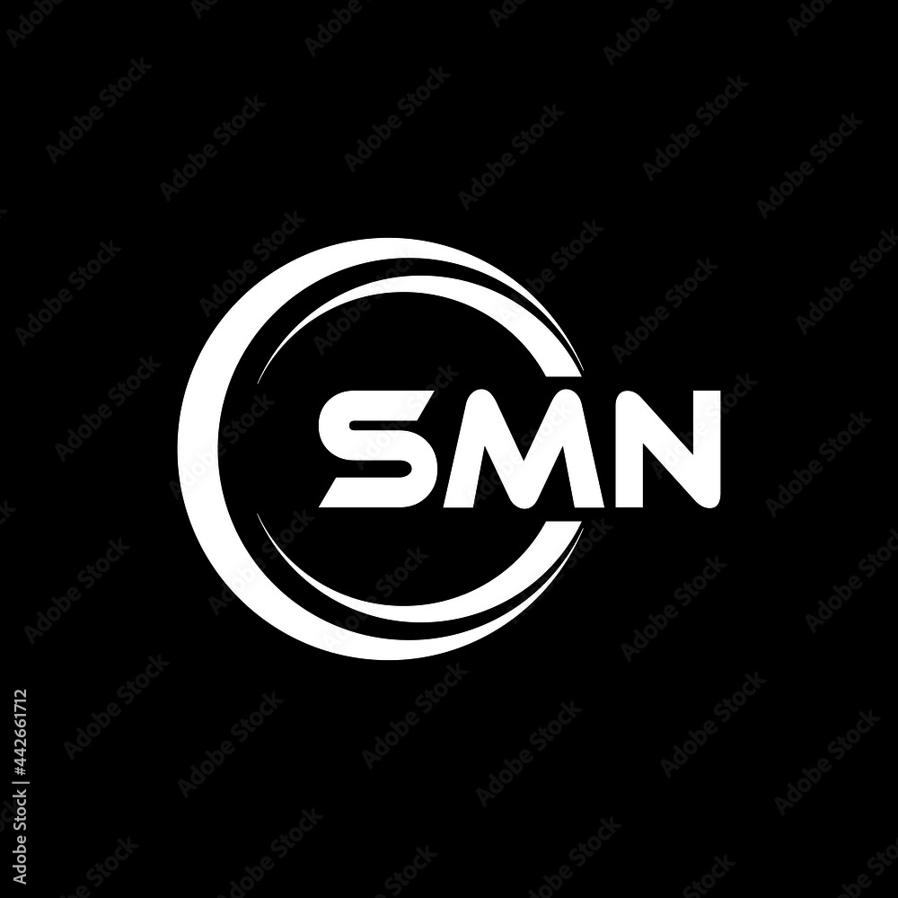 SMN letter logo design with black background in illustrator, vector ...