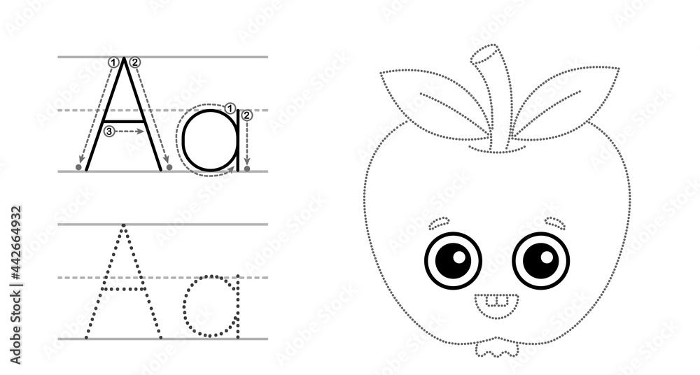 Trace the letter and picture and color it. Educational children tracing ...